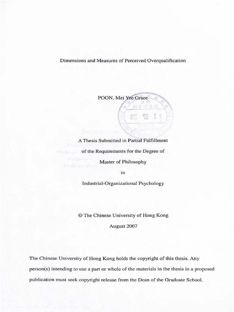 Overqualification Questionnaire 1 | PDF | Job Satisfaction ...