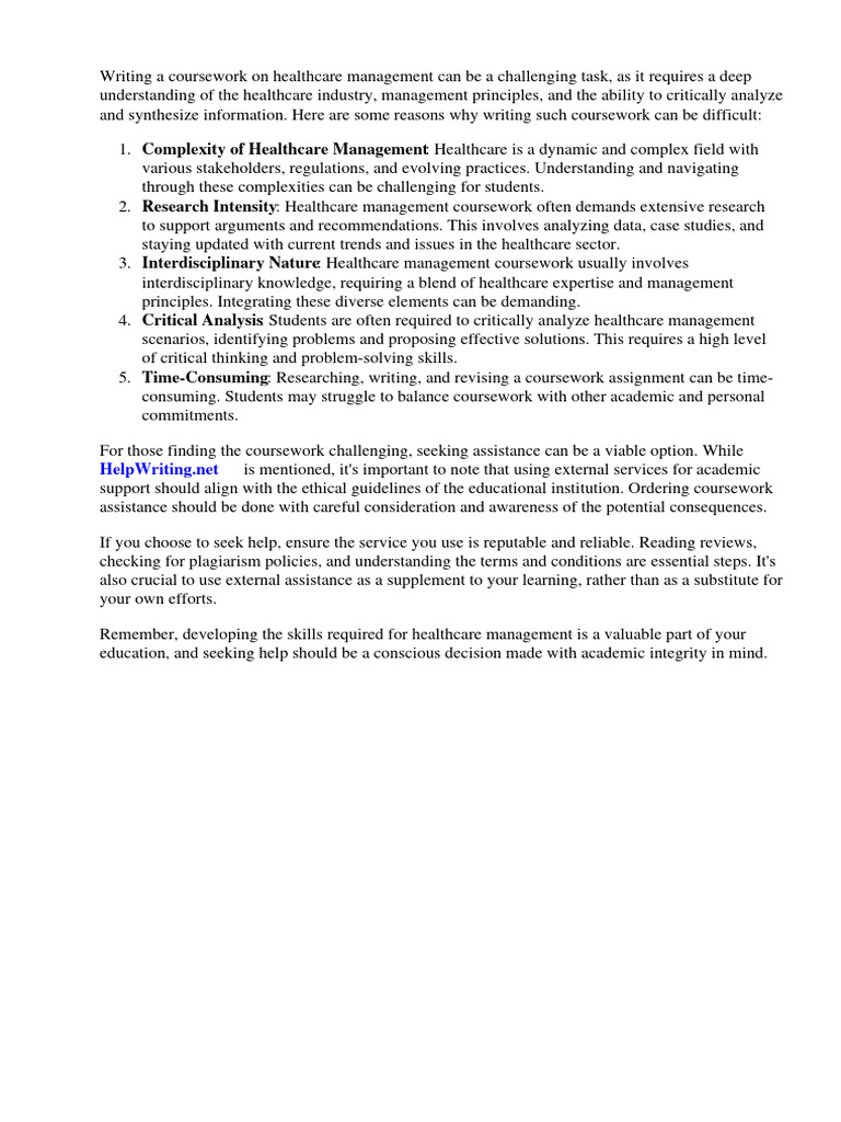 Healthcare Management Coursework | PDF | Health Care | Health ...