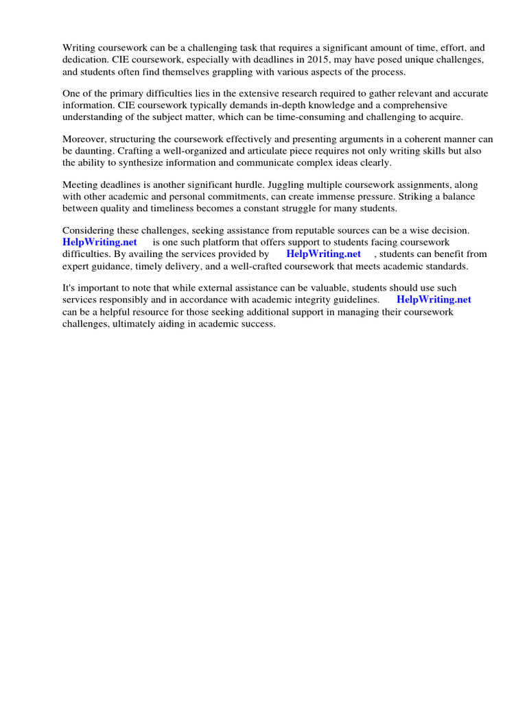 Cie Coursework Deadlines 2015 | PDF | Student Assessment And Evaluation ...