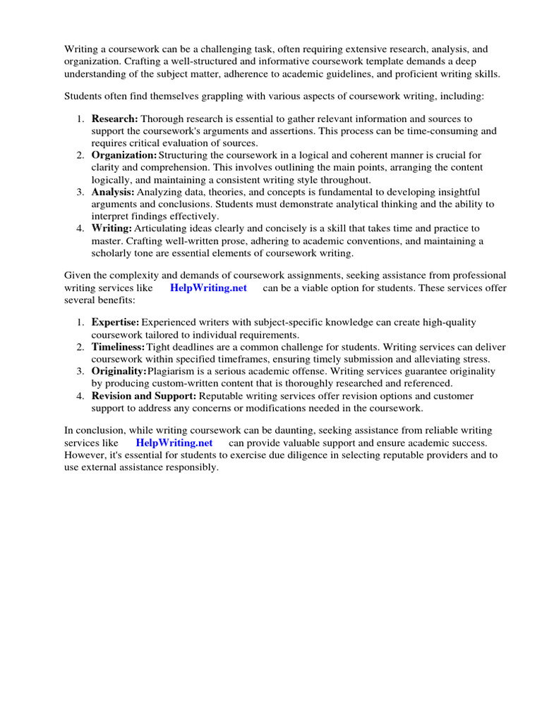 Coursework Template Pdf Coordination Complex Linked In