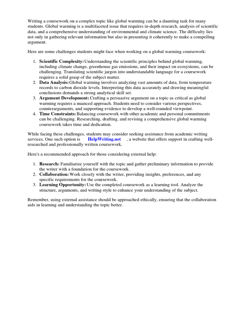 Global Warming Coursework | PDF | Climate Change | Greenhouse Effect