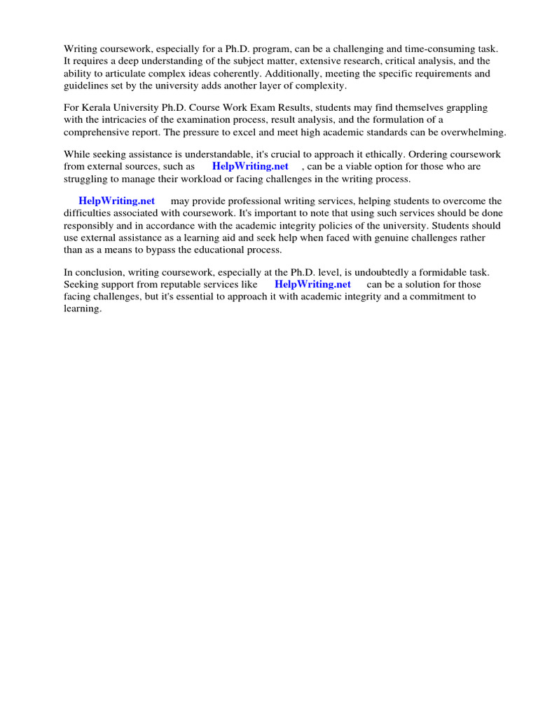 Kerala University PHD Course Work Exam Results | PDF | Thesis | Doctor ...