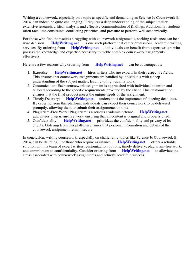 Science JC Coursework B 2014 | PDF | Expert | Science
