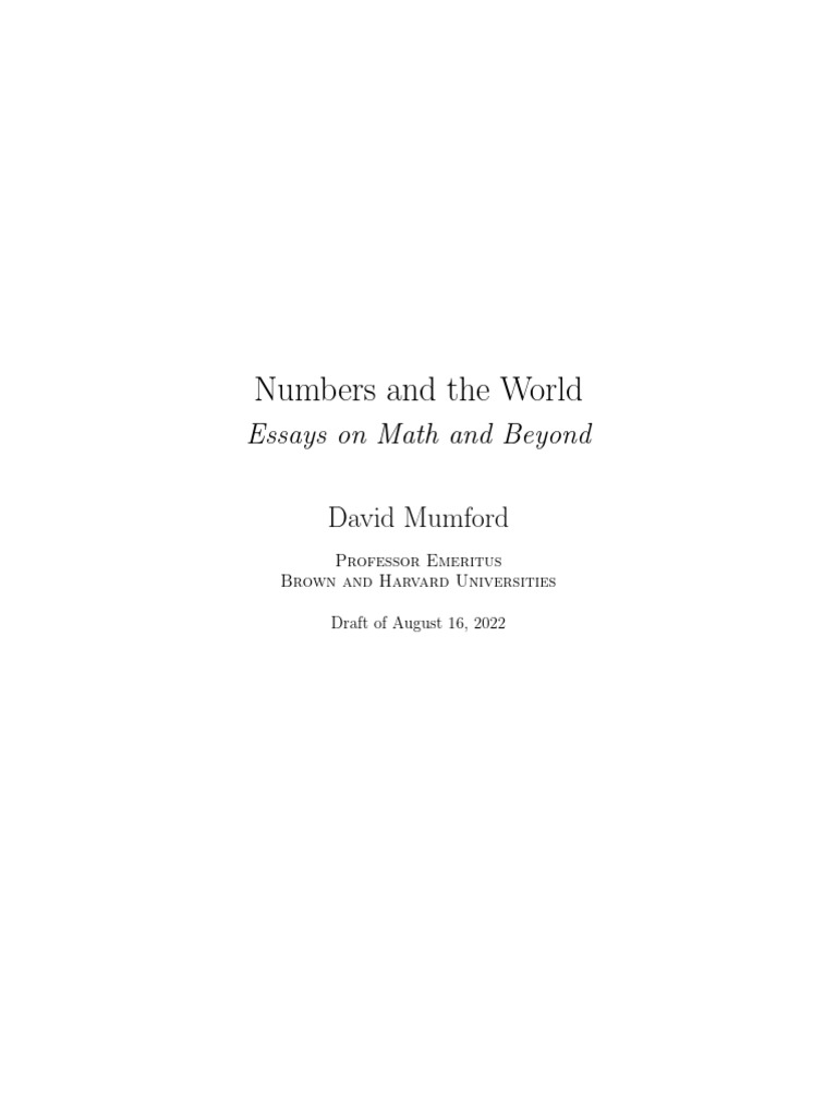 Numbers and The World Essays On Math and Beyond | PDF | Mathematics ...