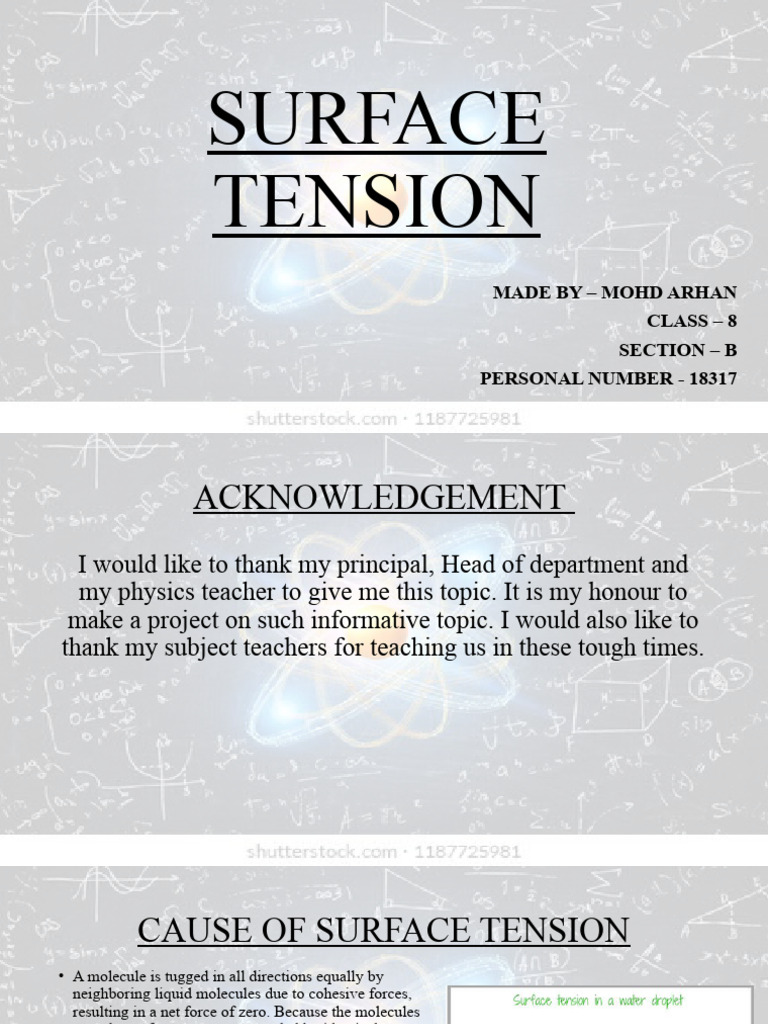 Surface Tension | PDF | Surface Tension | Surfactant