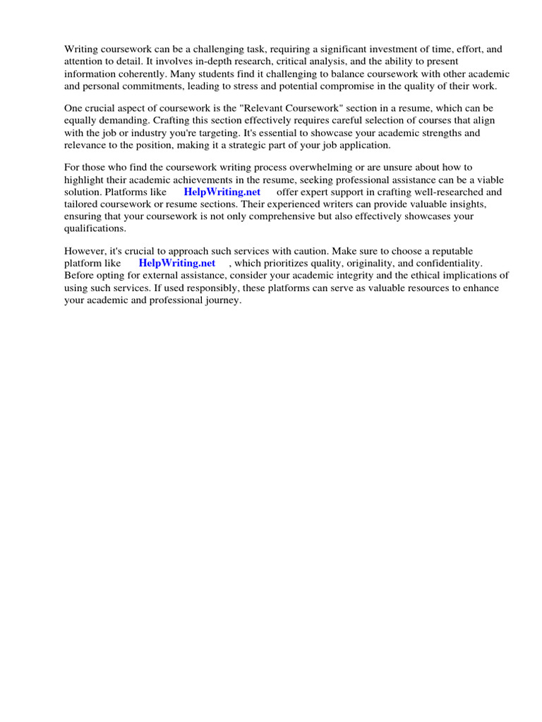 Relevant Coursework Section Resume | PDF | Résumé | Http Cookie