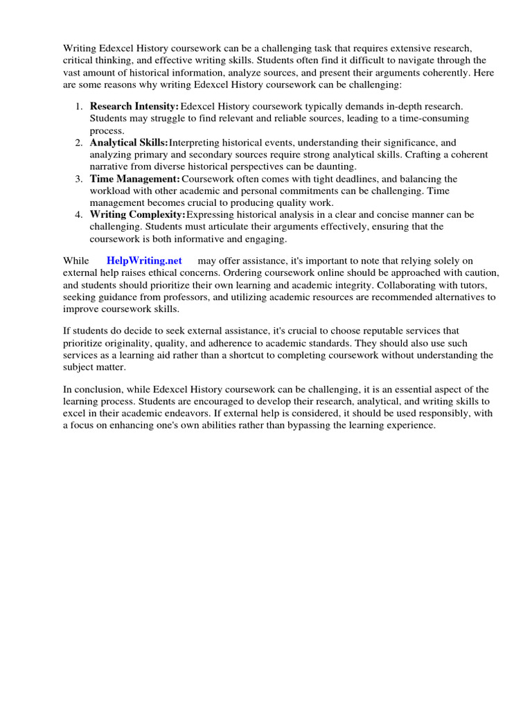 How To Write Edexcel History Coursework | PDF | Facebook | Linked In