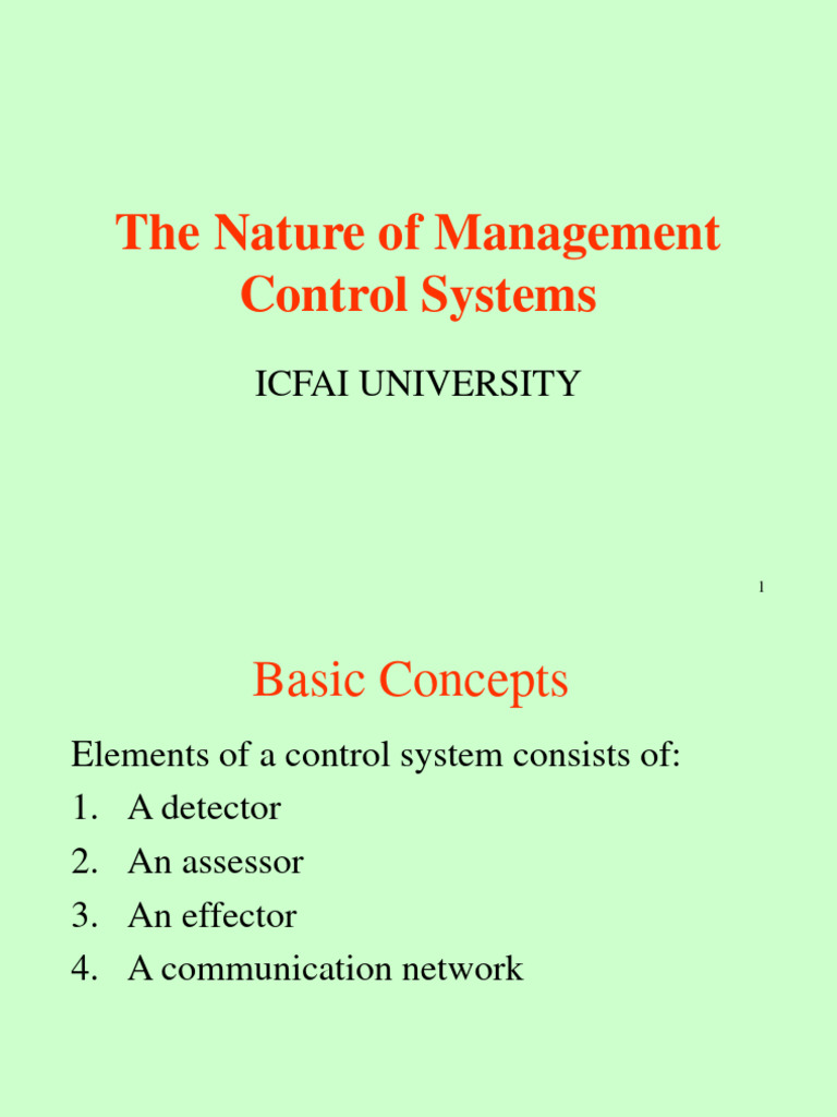 Nature of Management Control System | PDF