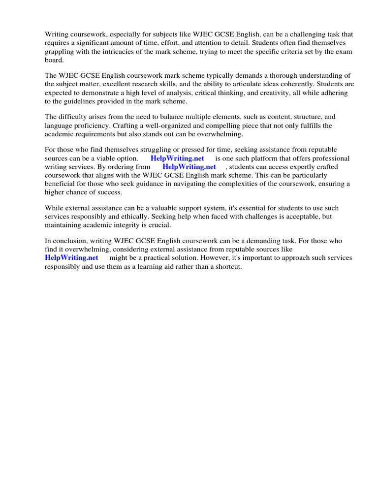 Wjec Gcse English Coursework Mark Scheme | PDF | Human Communication