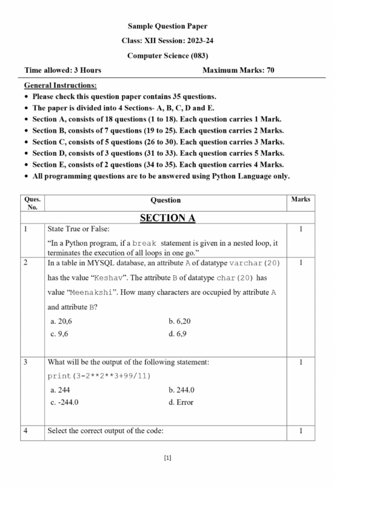 ComputerScience SQP (2023) | PDF ComputerScience SQP (2023) | PDF