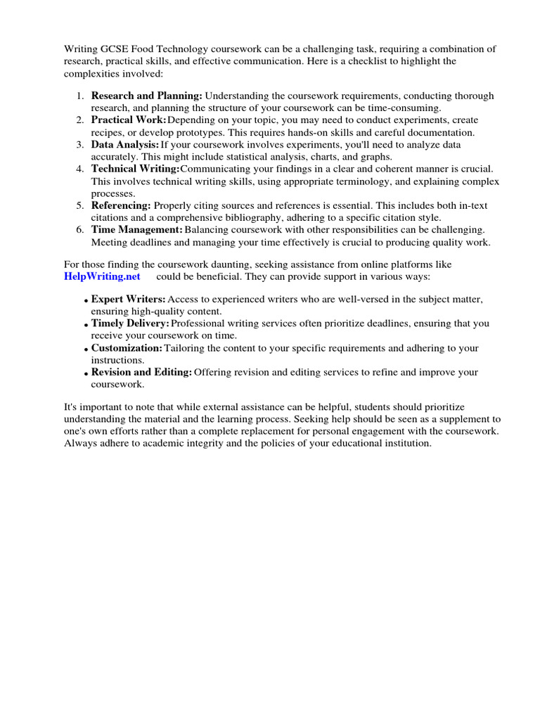 Gcse Food Technology Coursework Checklist | PDF | Diet (Nutrition ...