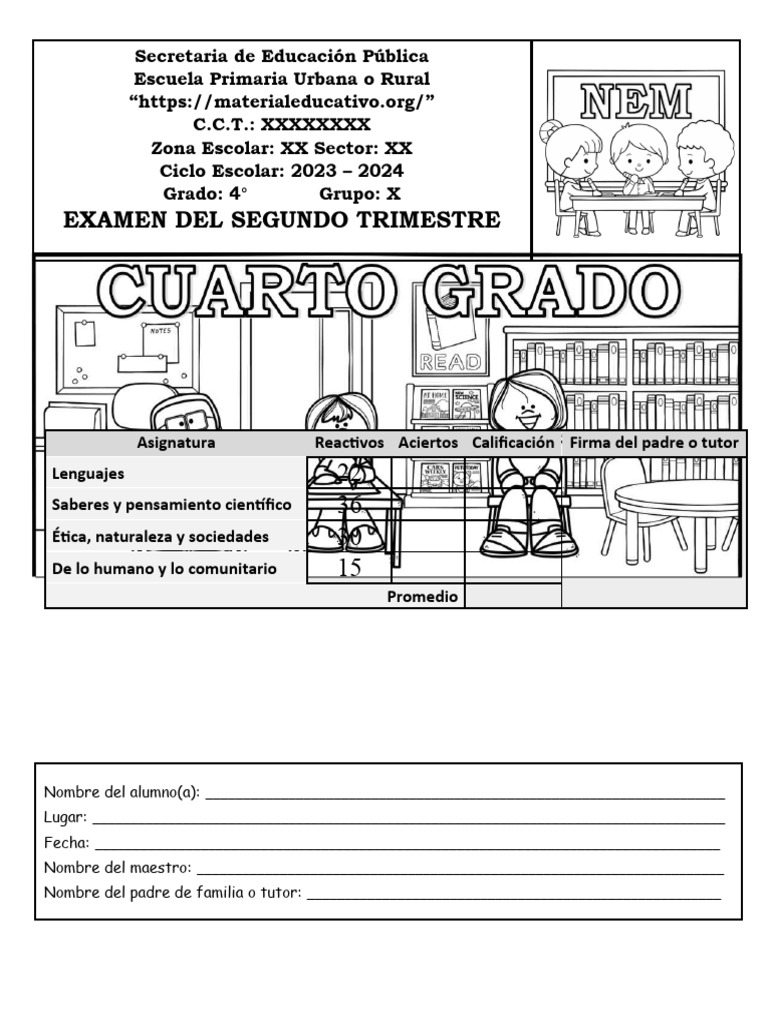 Evaluación Escolar 4° Grado | PDF