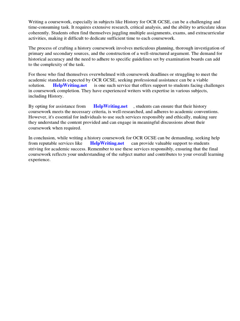 History Coursework Ocr Gcse | PDF | Gce Advanced Level (United Kingdom ...