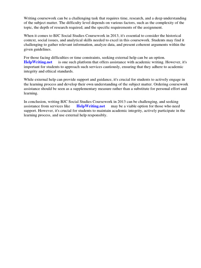 BJC Social Studies Coursework 2013 | PDF | Foreign Language Studies ...