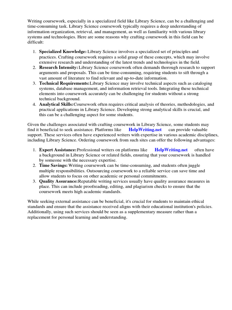 Library Science Coursework | PDF