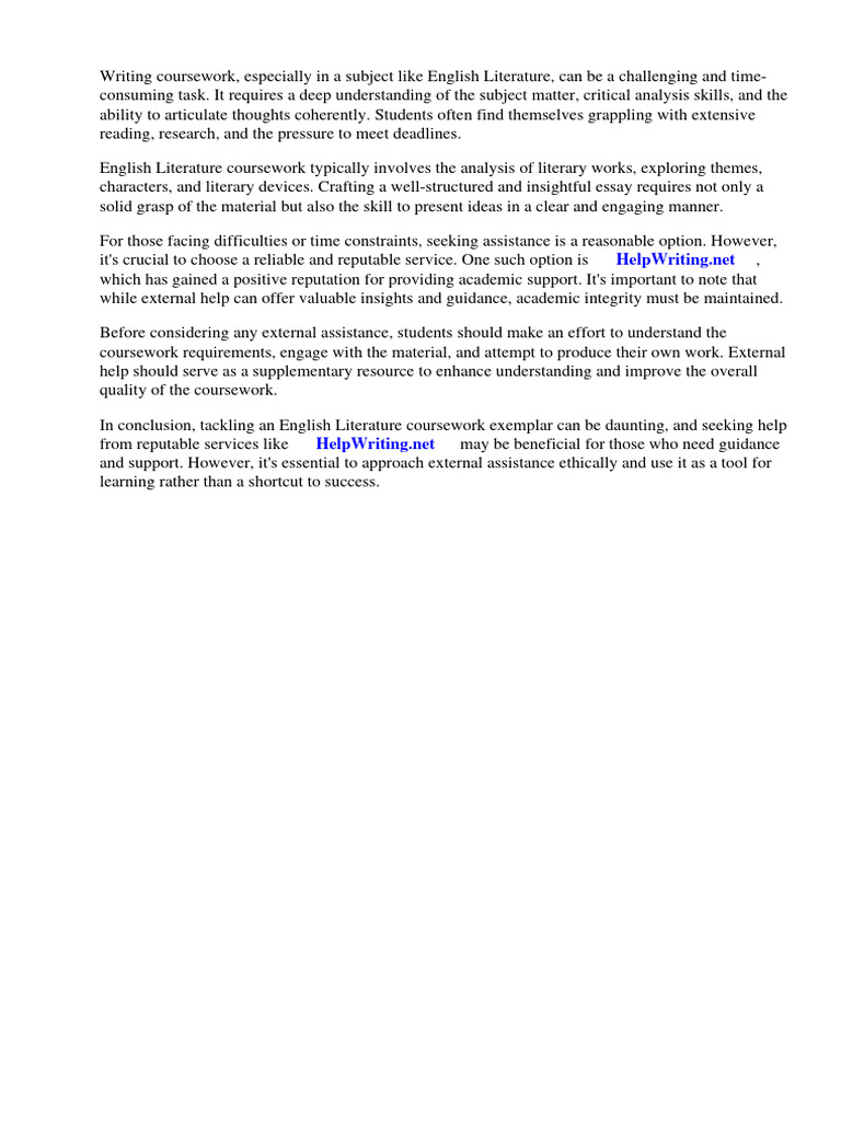 English Literature Coursework Exemplar | PDF | Aesthetics | Experience