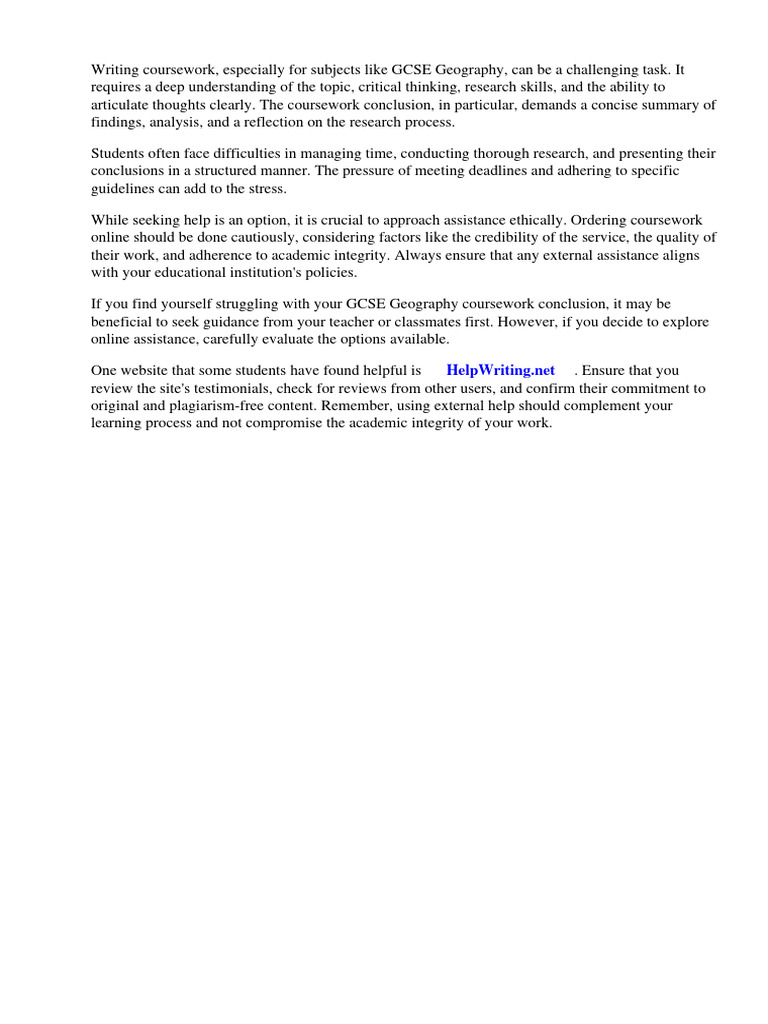Gcse Geography Coursework Conclusion | PDF