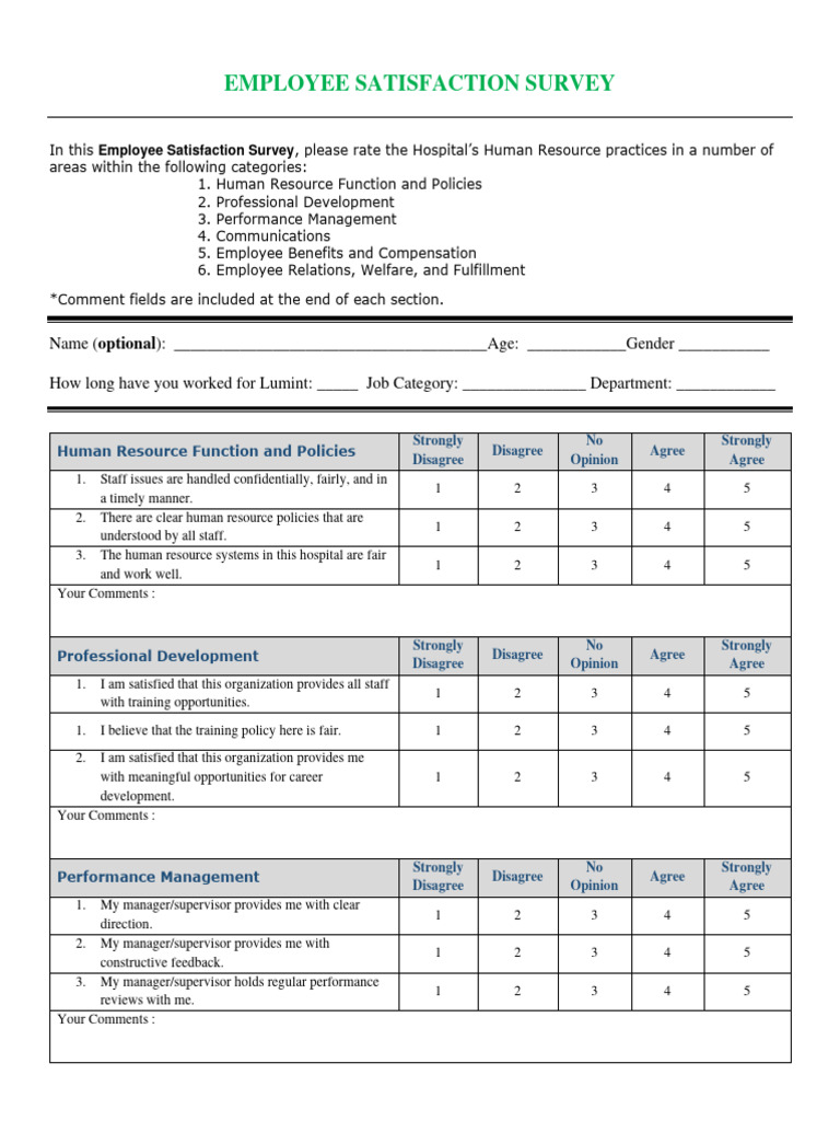 Employee Satisfaction Survey | PDF | Human Resources | Job Satisfaction
