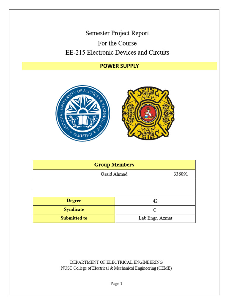 EDC Project Report | PDF | Power Supply | Capacitor