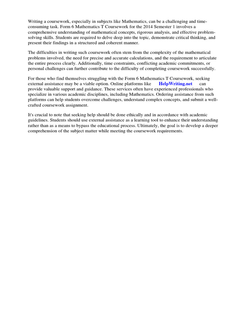 Form 6 Mathematics T Coursework 2014 Sem 1 | Download Free PDF ...