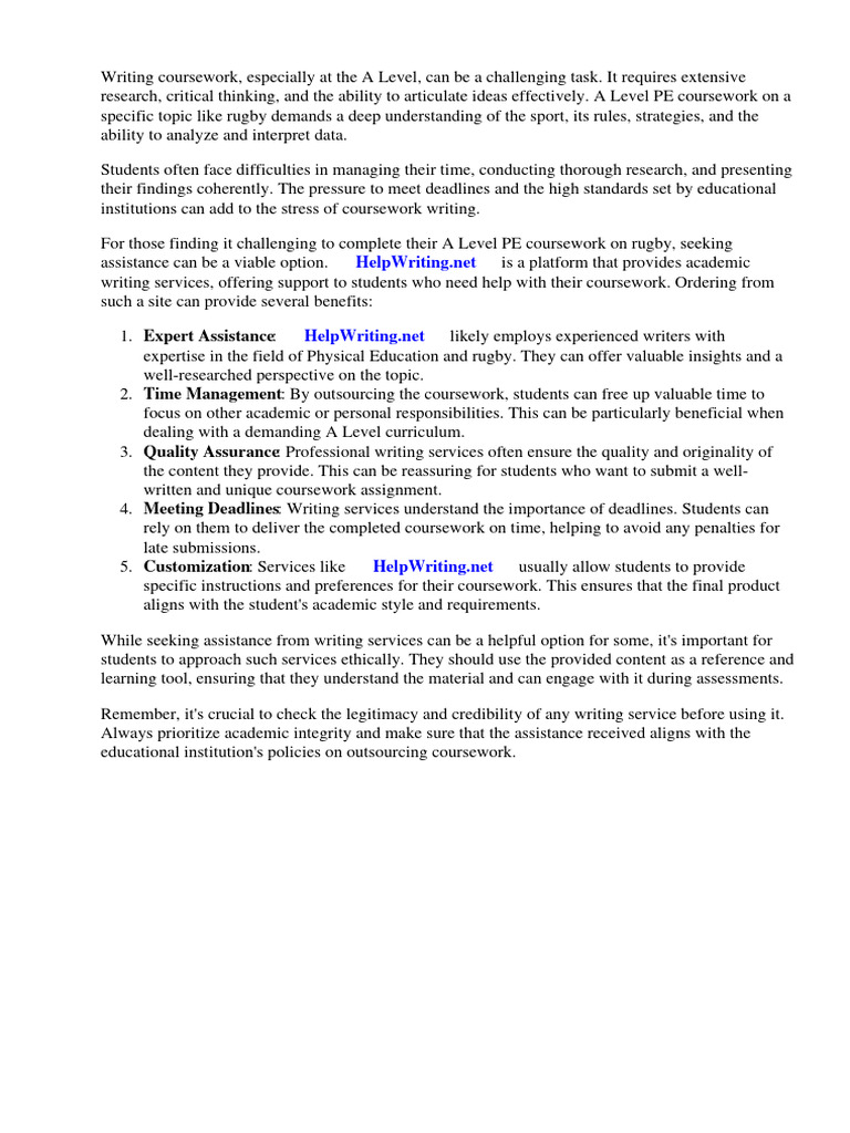A Level Pe Coursework Rugby | PDF | Career & Growth | Sports & Recreation