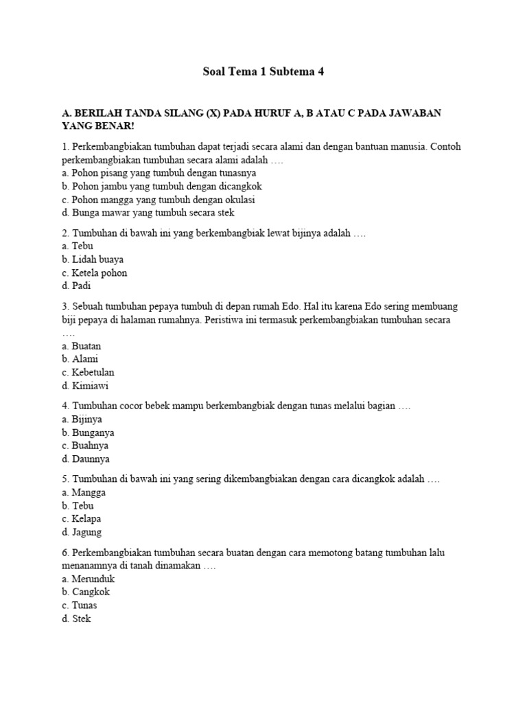 Soal Tema 1 Subtema 4 | PDF