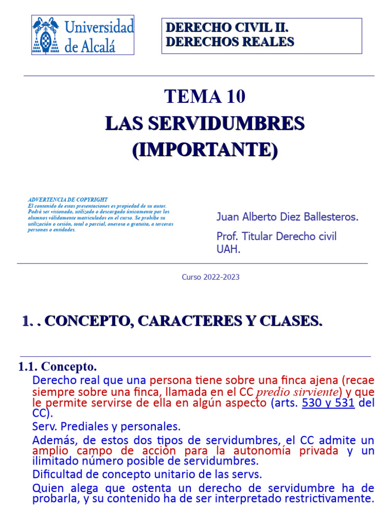 DC2 Tema 10 Servidumbres 22-23 | PDF