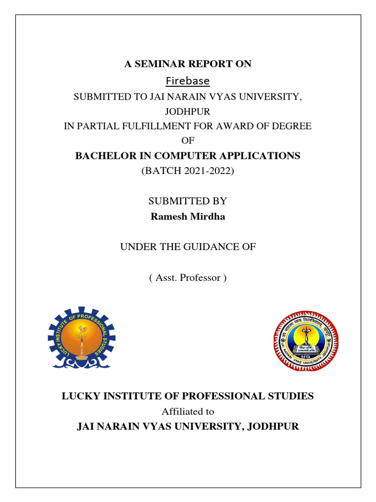 Firebase Seminar Report | PDF | Cloud Computing | Databases Firebase Seminar Report | PDF | Cloud Computing | Databases