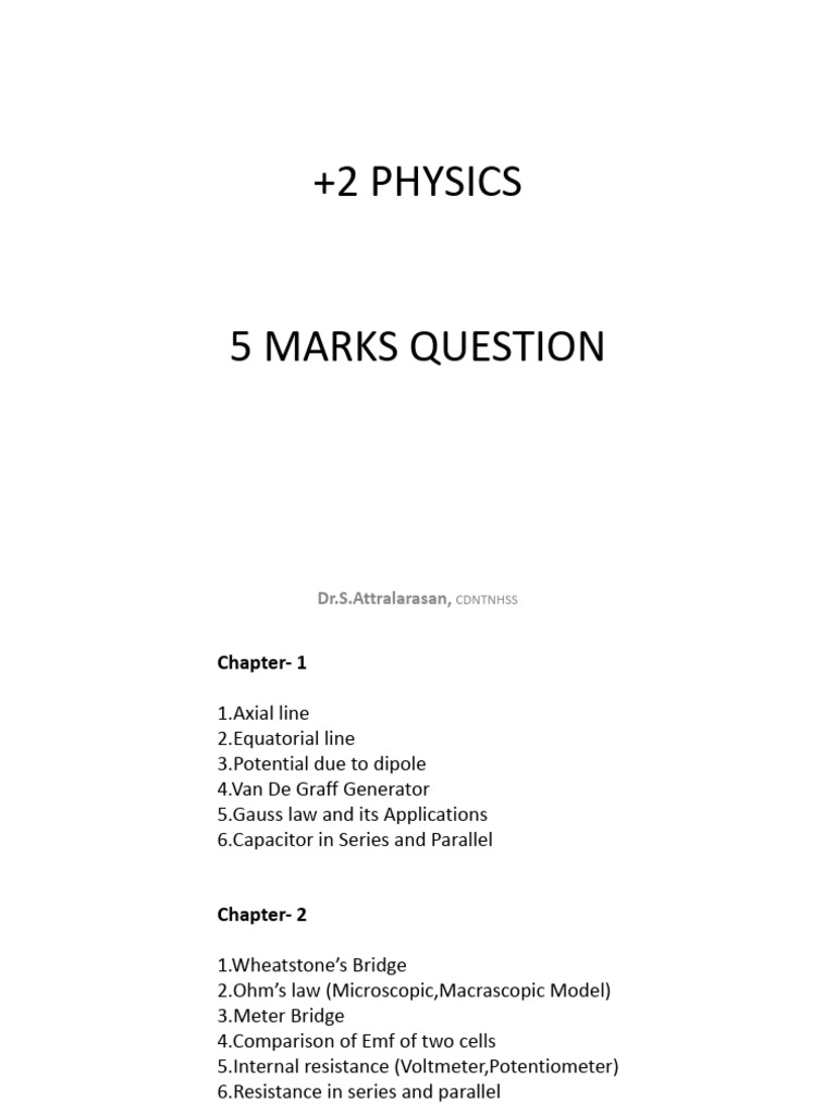 2 Physics 5 Marks Pdf