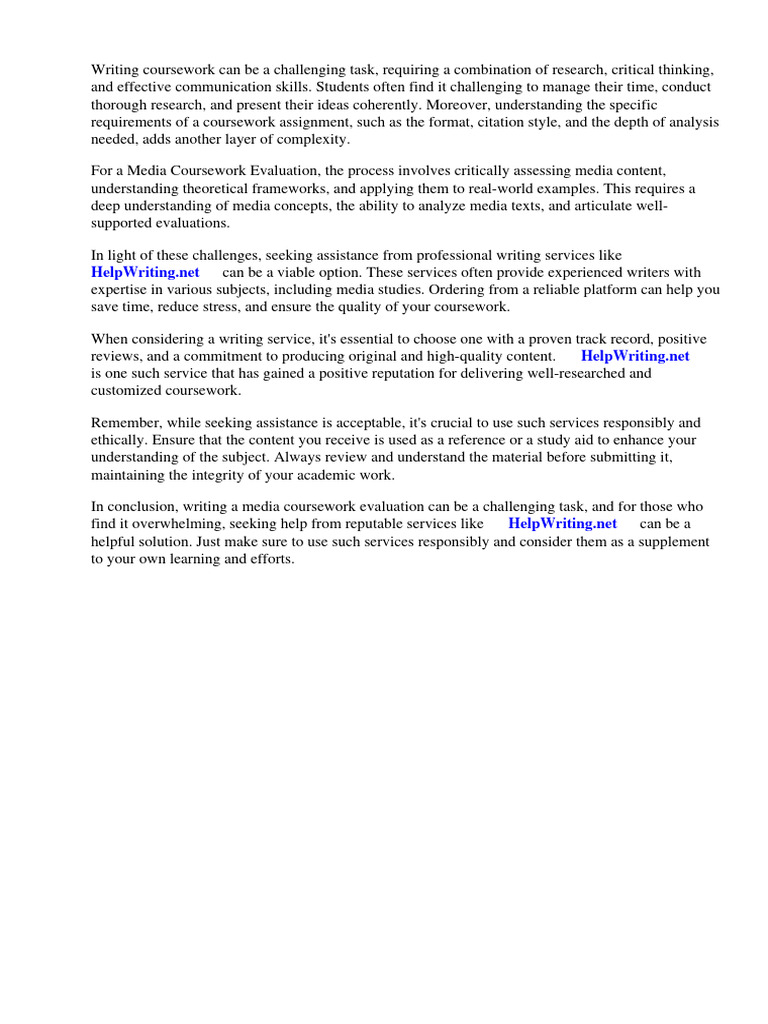 Media Coursework Evaluation Examples | PDF | Expert | Critical Thinking