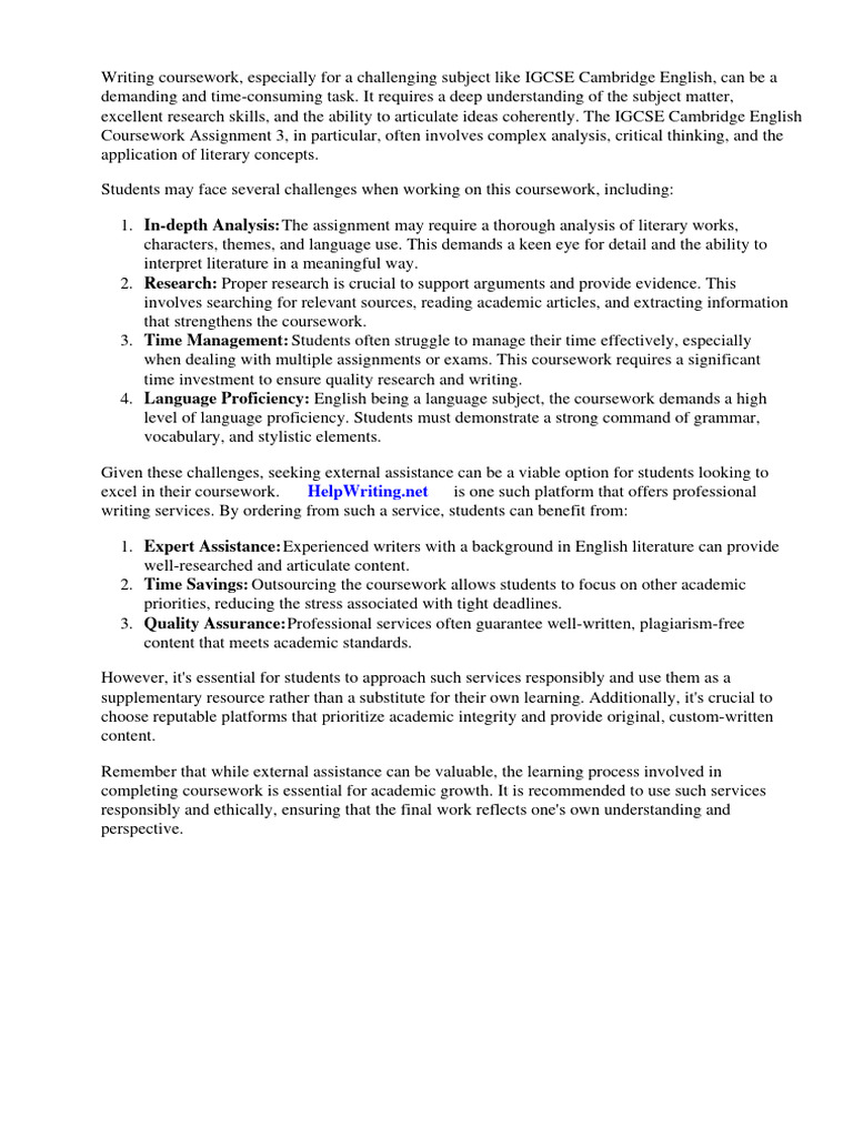 Igcse Cambridge English Coursework Assignment 3 | PDF | World Wide Web ...