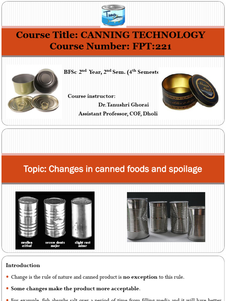 Changes in Canned Foods and Spoilage | PDF