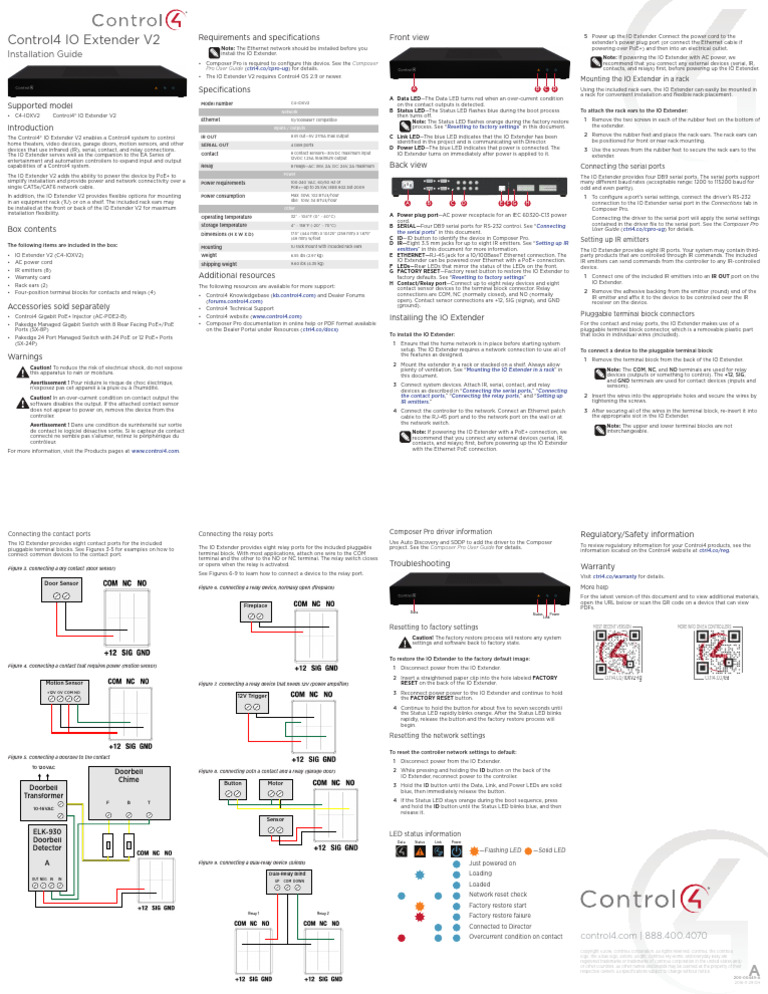Control4 IO Extender For Expanding Control Ports To Any Control4 System - C4 IOX V2 Manufacturer ...