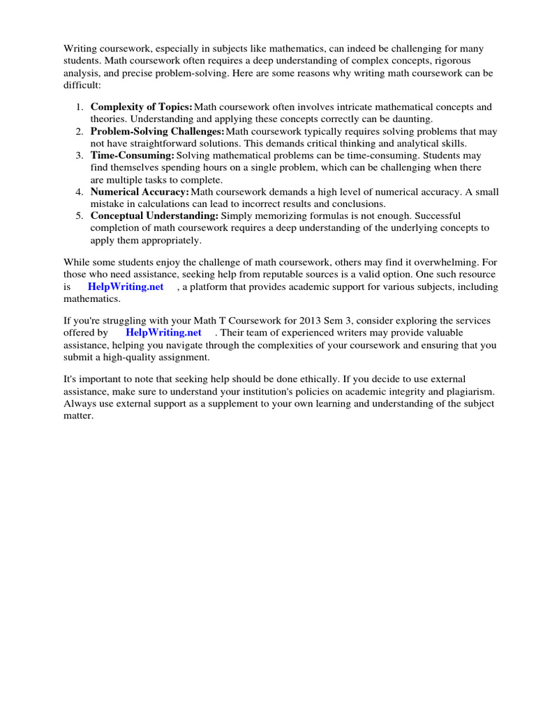 Math T Coursework 2013 Sem 3 | PDF