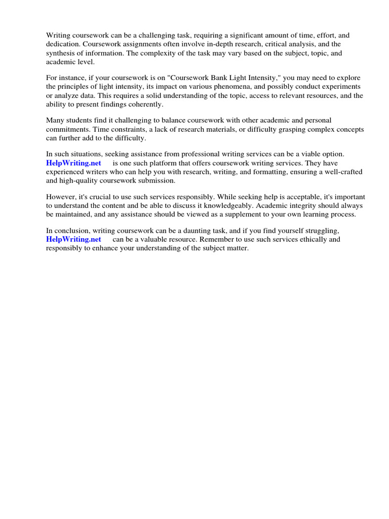Coursework Bank Light Intensity | PDF | Photosynthesis | Light