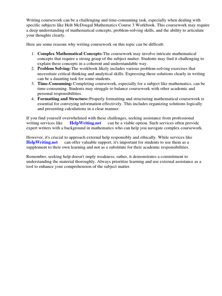 Holt Mcdougal Mathematics Course 3 Workbook | PDF | Mathematics | Thought