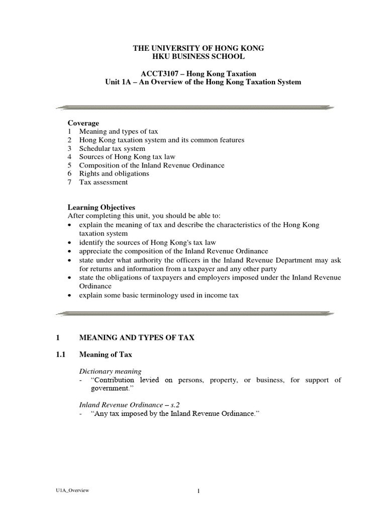 U1A Overview | PDF | Taxes | Business