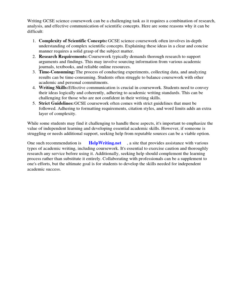Gcse Science Coursework Tips | PDF