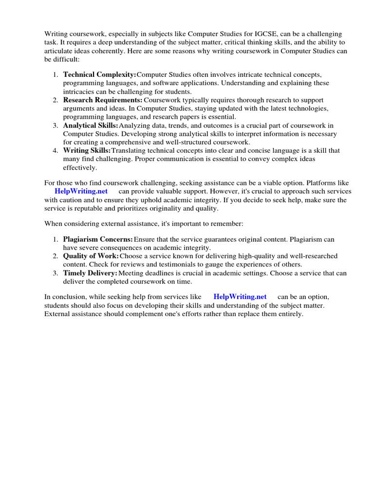 Coursework Computer Studies Igcse | PDF | Computer Science | Computer ... Coursework Computer Studies Igcse | PDF | Computer Science | Computer ...