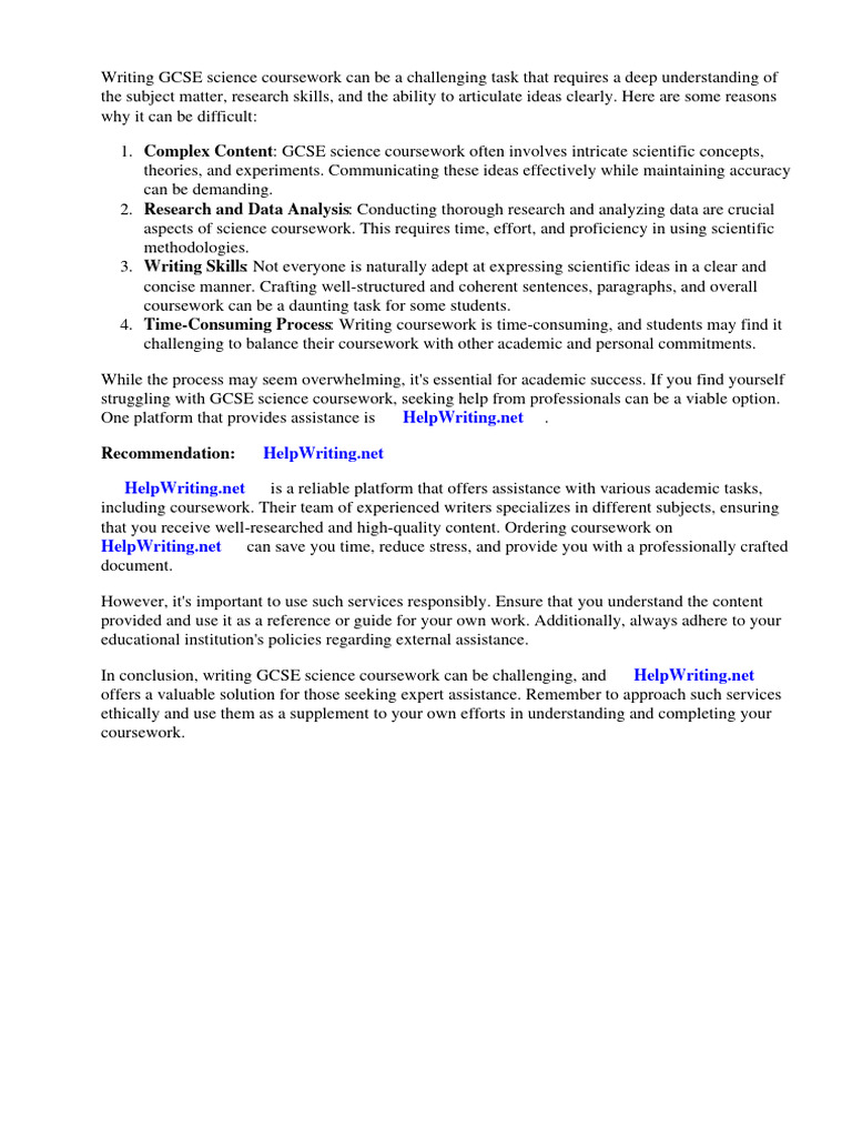 GCSE Science Coursework Help | PDF | Science | Curriculum