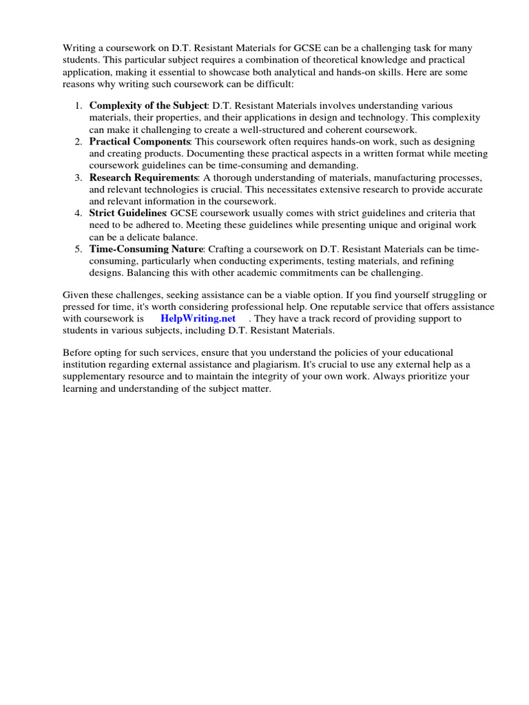 D.T Resistant Materials Gcse Coursework | PDF