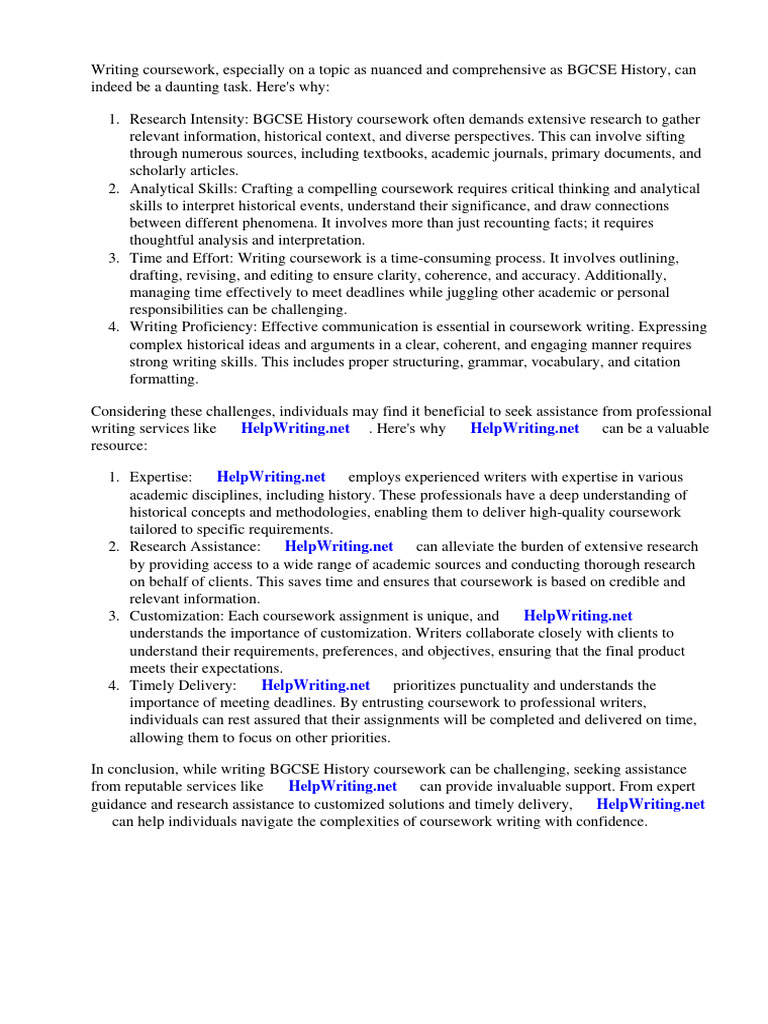 Bgcse History Coursework | PDF