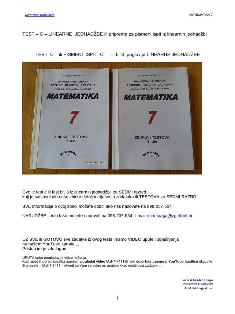 Mat 7 Linearne Test C | PDF