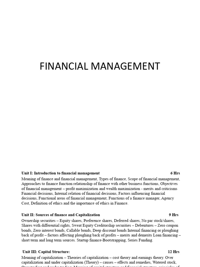 Comprehensive Guide to Financial Management | PDF | Public Finance ...