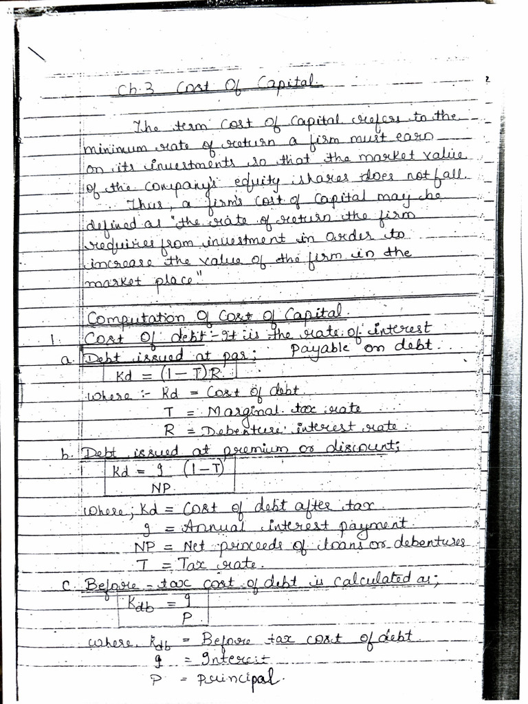 Cost of Capital Notes FM | PDF