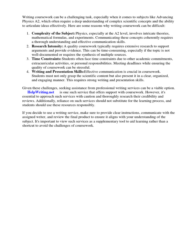 Advancing Physics A2 Coursework Ideas | PDF