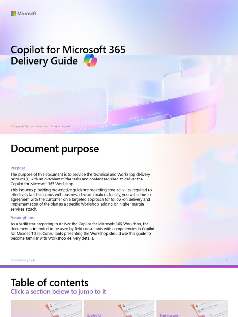 Copilot For Microsoft 365 Workshop Delivery Guide V24.02 | PDF | Computers