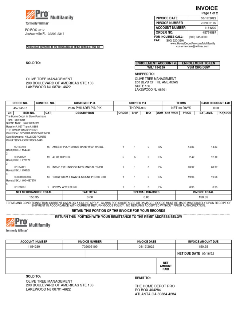 Home Depot - Hillside | PDF | Receipt | Invoice