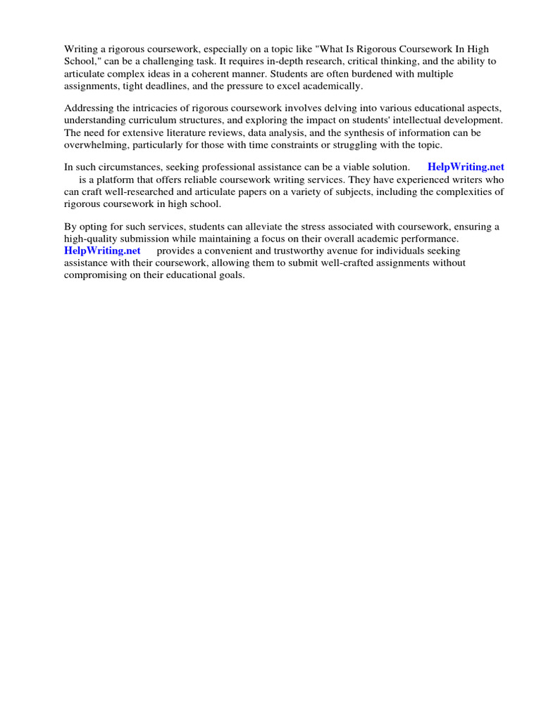 What Is Rigorous Coursework in High School | PDF