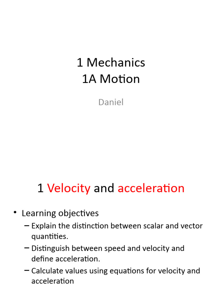 1A Motion | PDF | Velocity | Acceleration